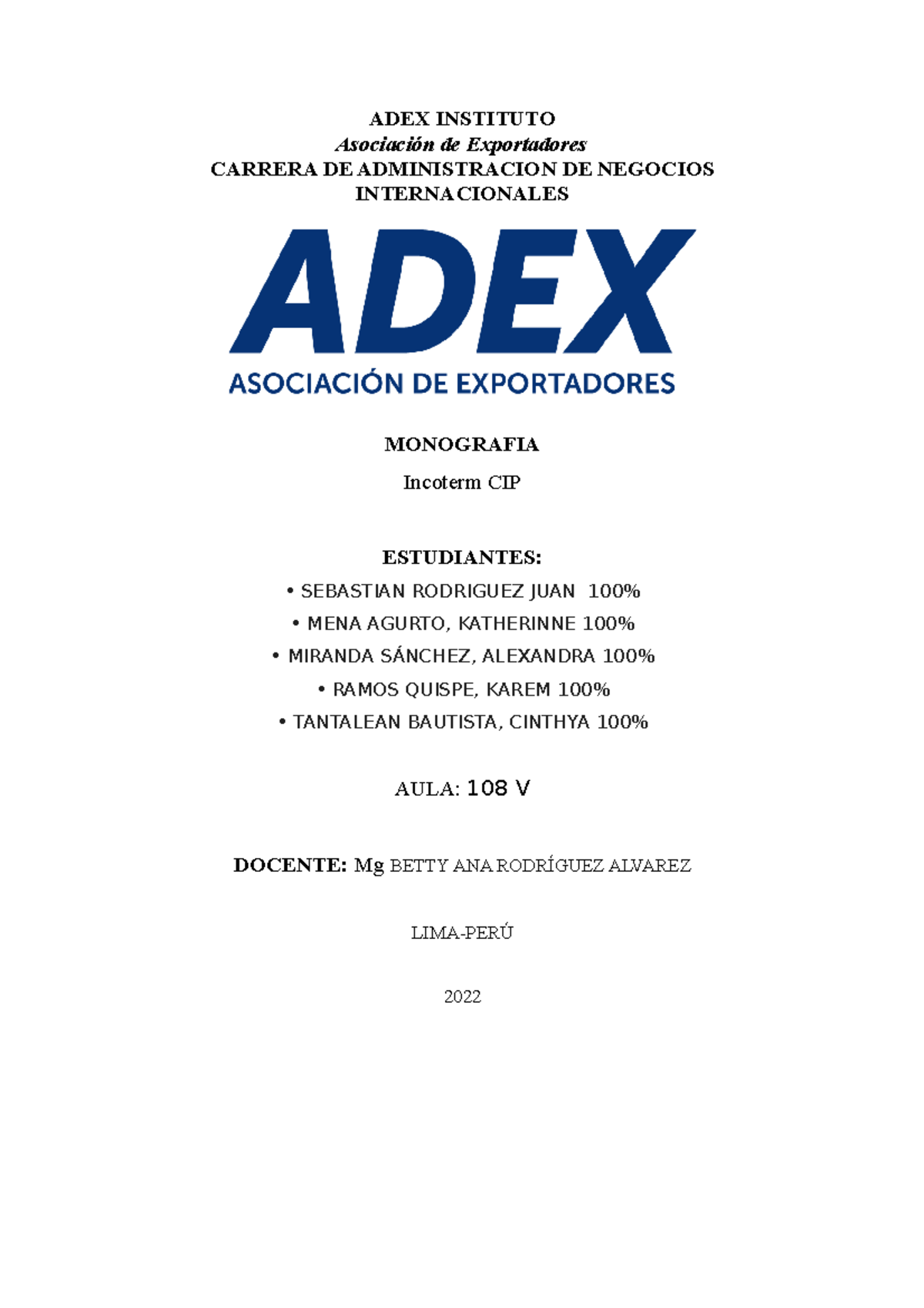 Monografia comercio internacional final - ADEX INSTITUTO Asociación de ...