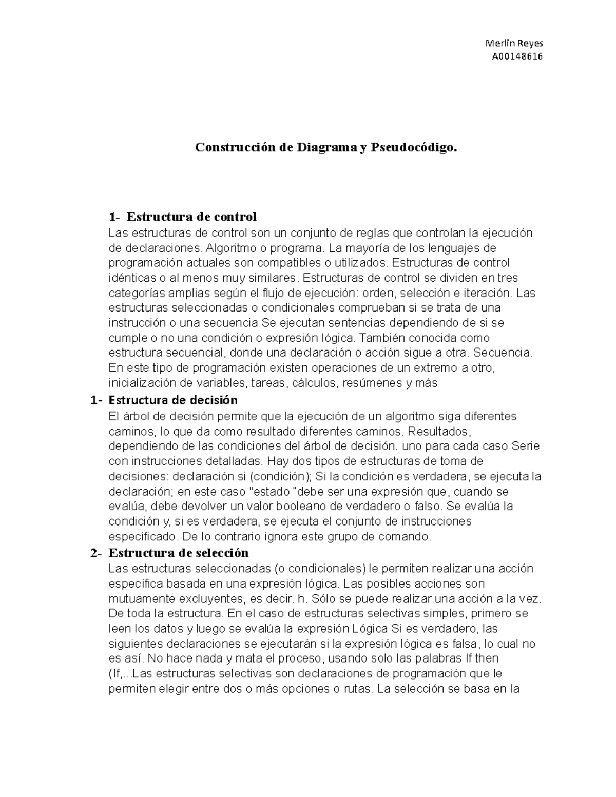 Reyes merlin Construcción de Diagrama y Pseudocódigo 5 - Merlin Reyes A ...