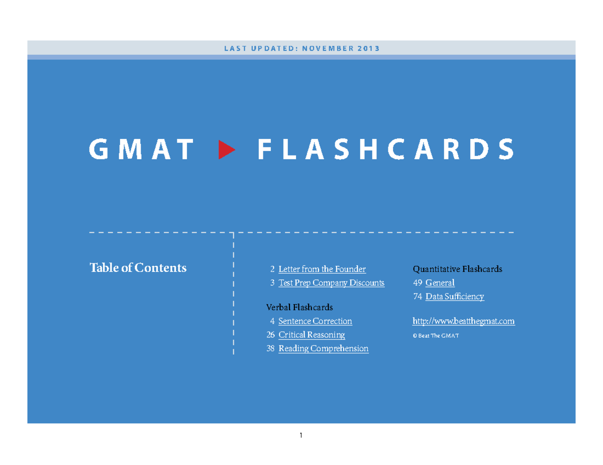 Free-gmat-flashcards - Table of Contents 2 Letter from the Founder 3 ...