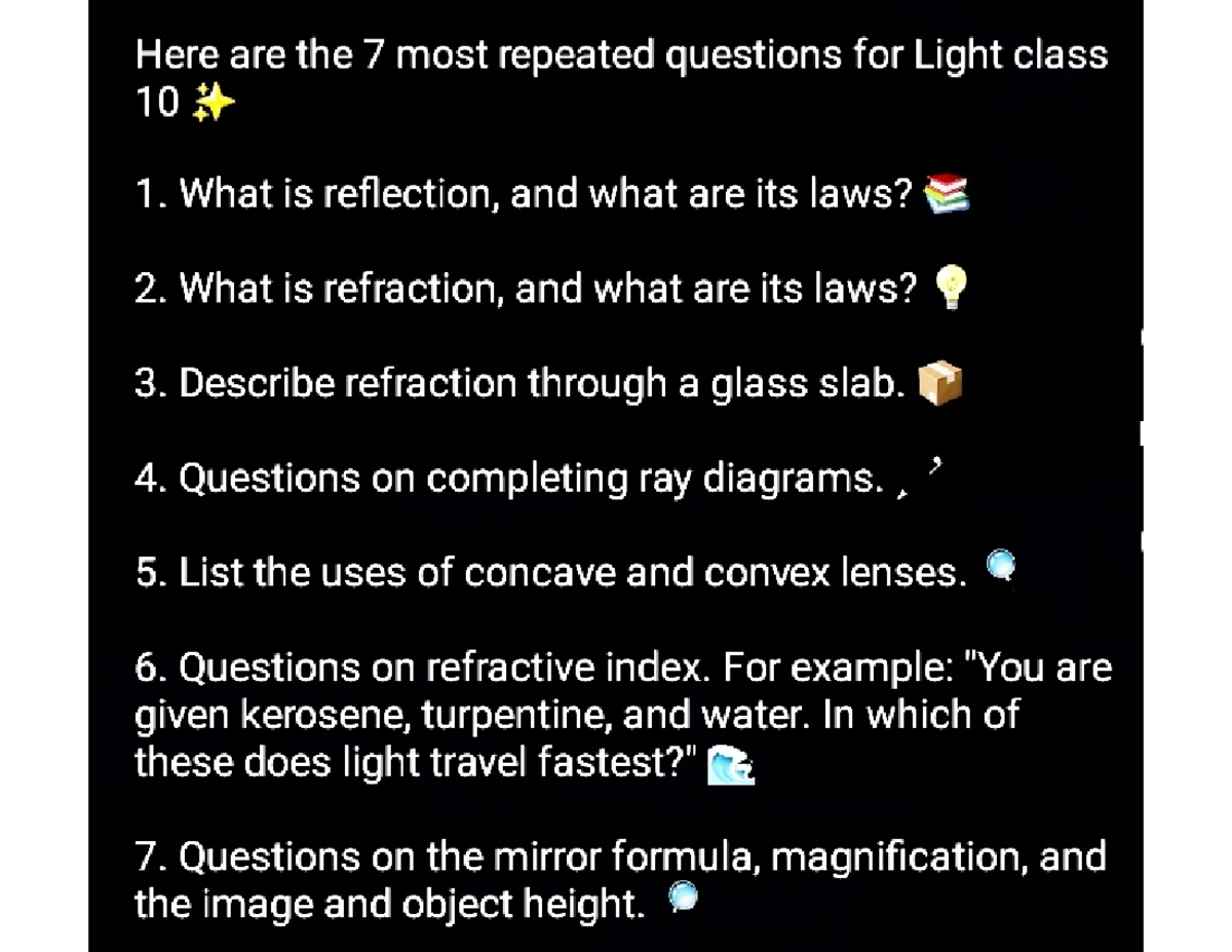 7 question based for Class 10 light you must know - Here are the 7 most ...