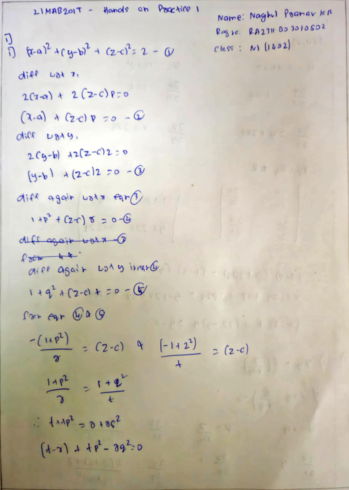 Tutorial work 1 - L1 MAB201T - Name: Naghul Paahav ler Class: M) (1402 ...