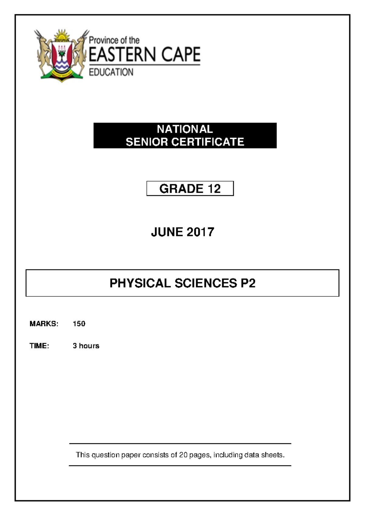 Eastern Cape P2 QP GR12 JUNE 2017 - NATIONAL SENIOR CERTIFICATE GRADE ...