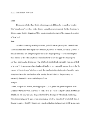 SDO501 Shelda Jozenville Rules for Lina IRAC #2 Template - Analysis ...