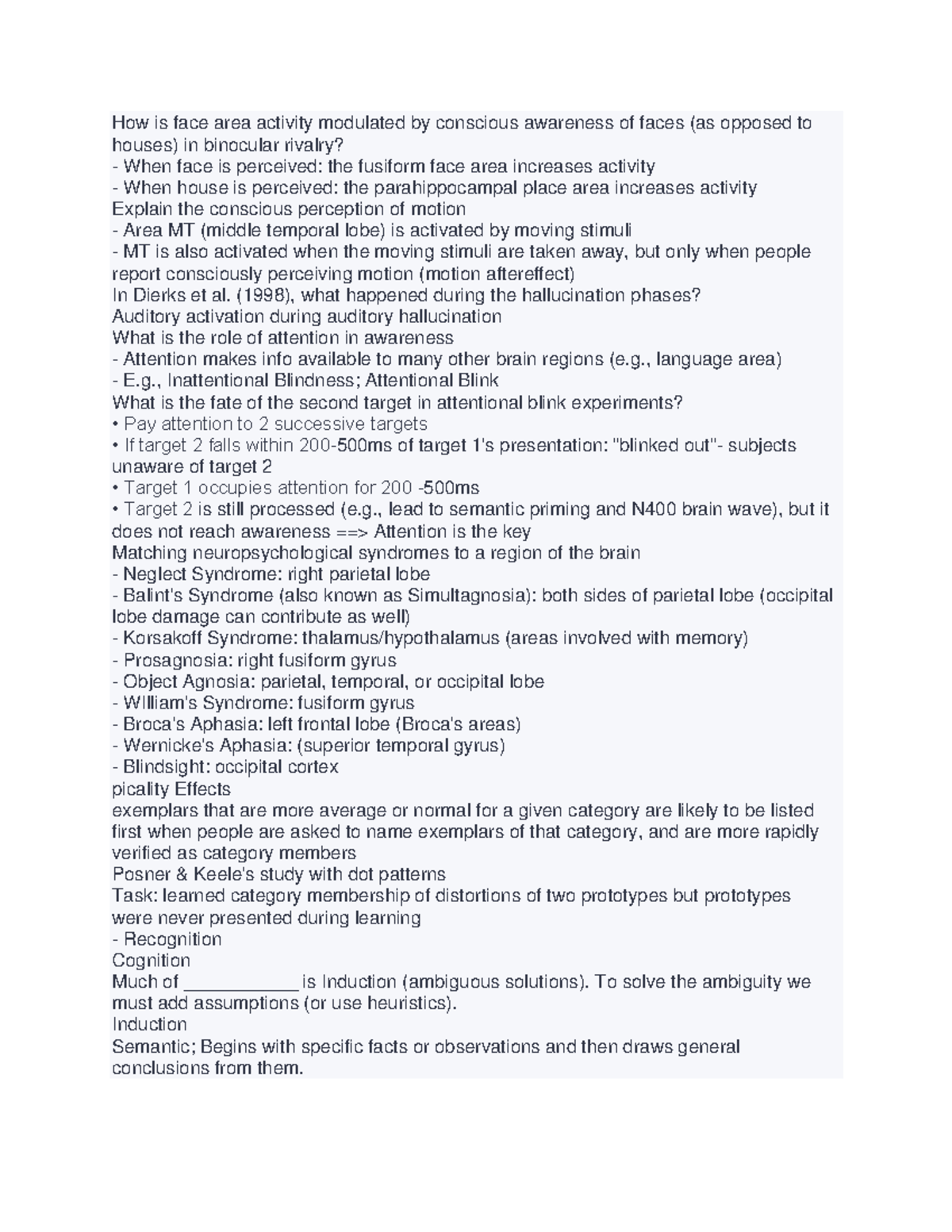 A4 - Lecture notes - How is face area activity modulated by conscious ...