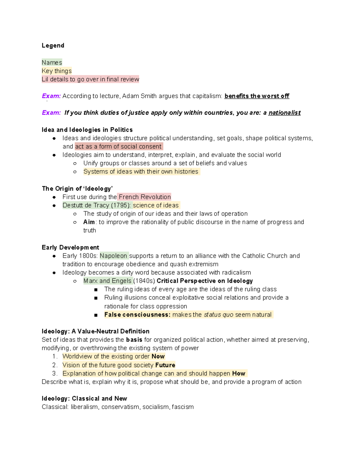 December Midterm Notes - Legend Names Key things Lil details to go over ...