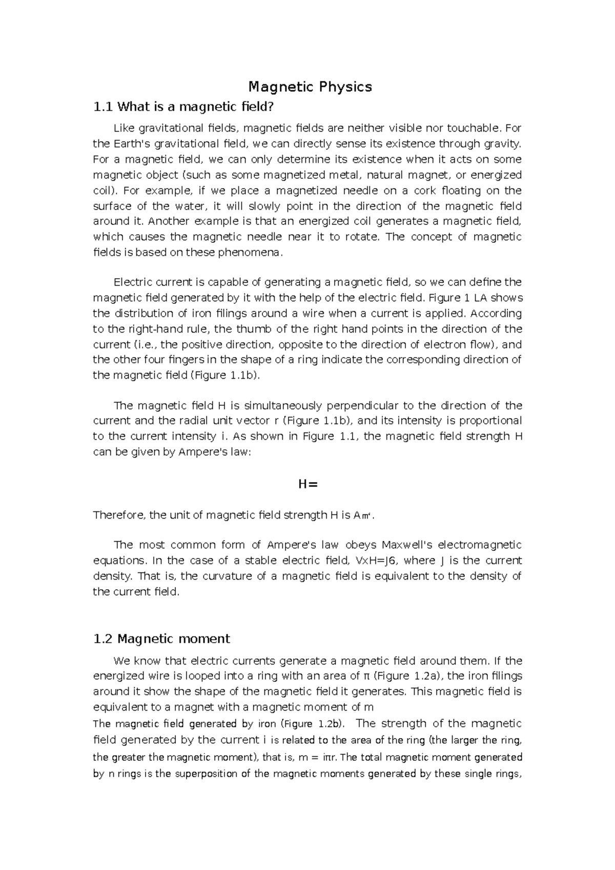 Magnetic Physics - Summary of basic physical knowledge points ...