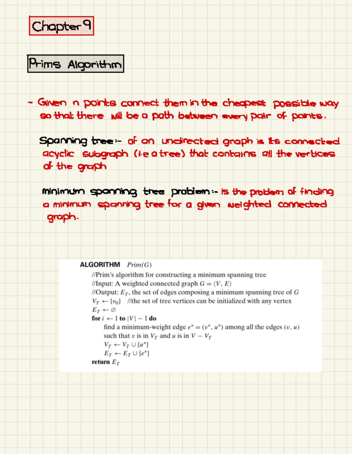 Chapter 9 - 12 - Chapter 9 Prims Algorithm Given n points connect them ...