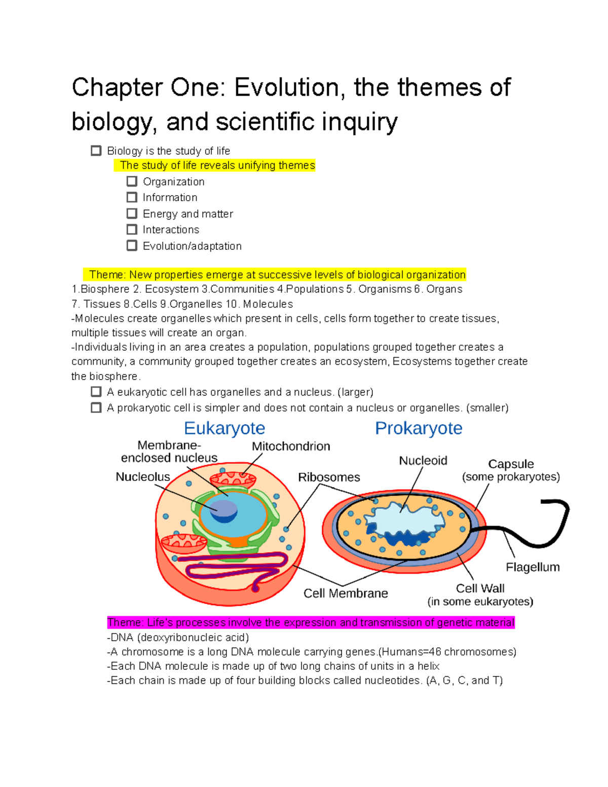 Chapter One Biology study guide - Chapter One: Evolution, the themes of ...