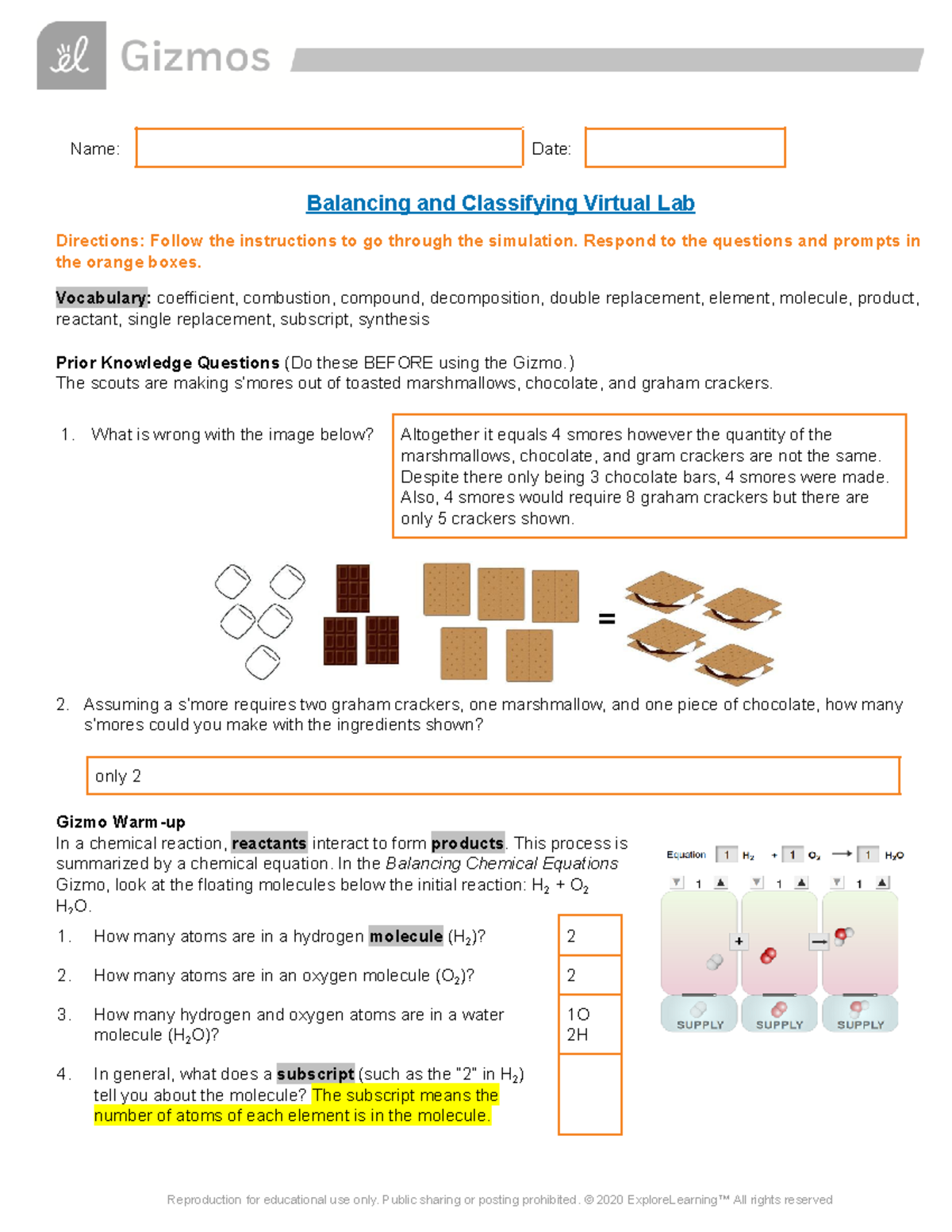 Joshua Jamieson Copy of Balancing and Classifying Virtual Lab - Name ...