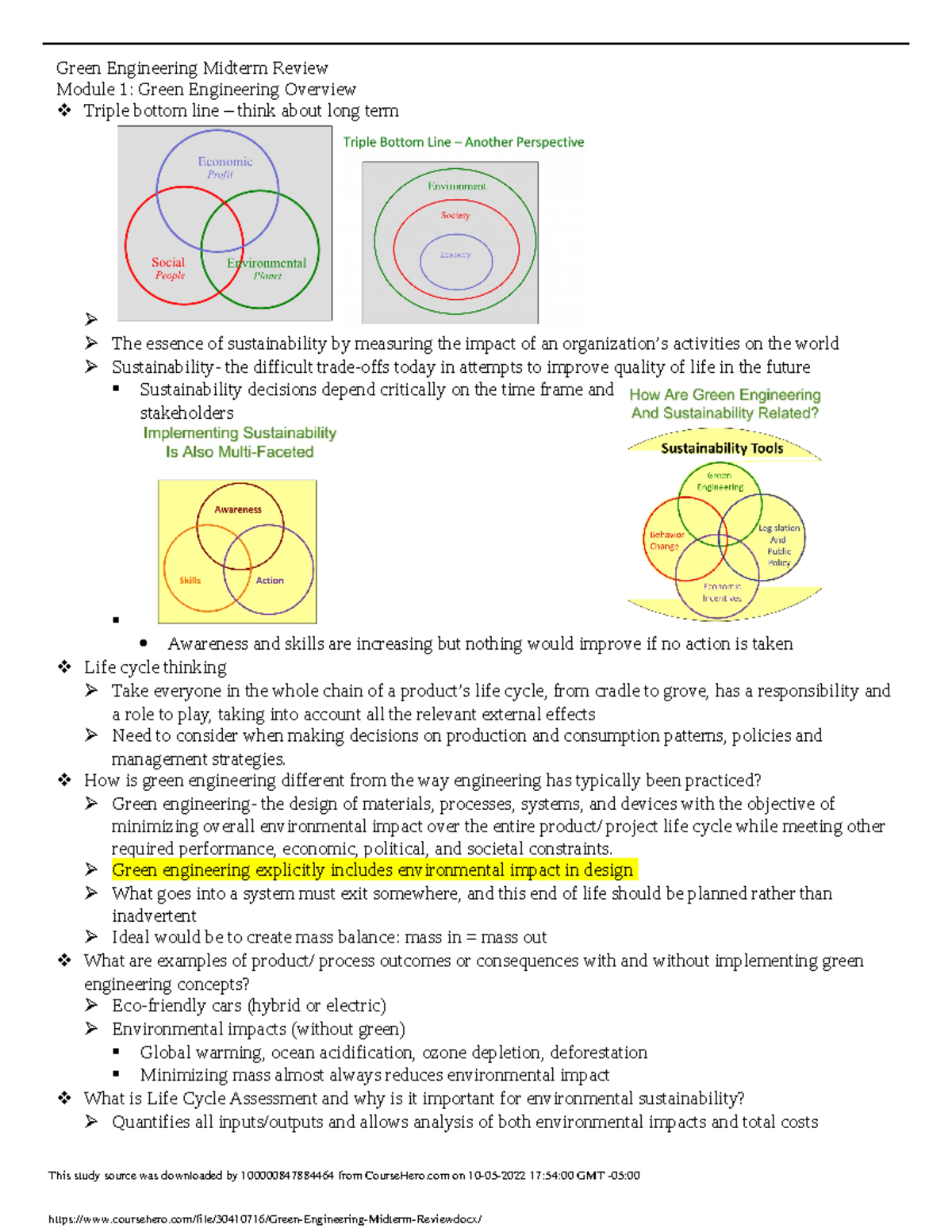 Green Engineering Midterm Review - How is green engineering different ...