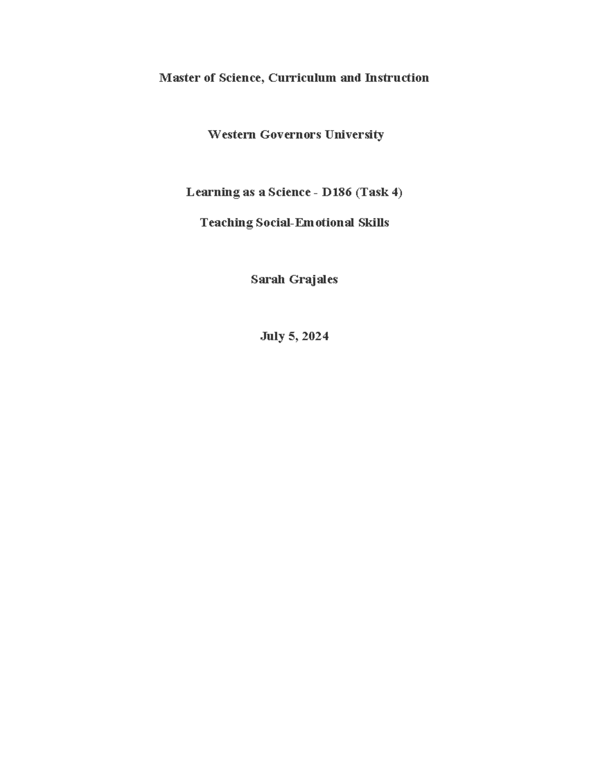 D186 Task 4 - Passed - Master of Science, Curriculum and Instruction ...