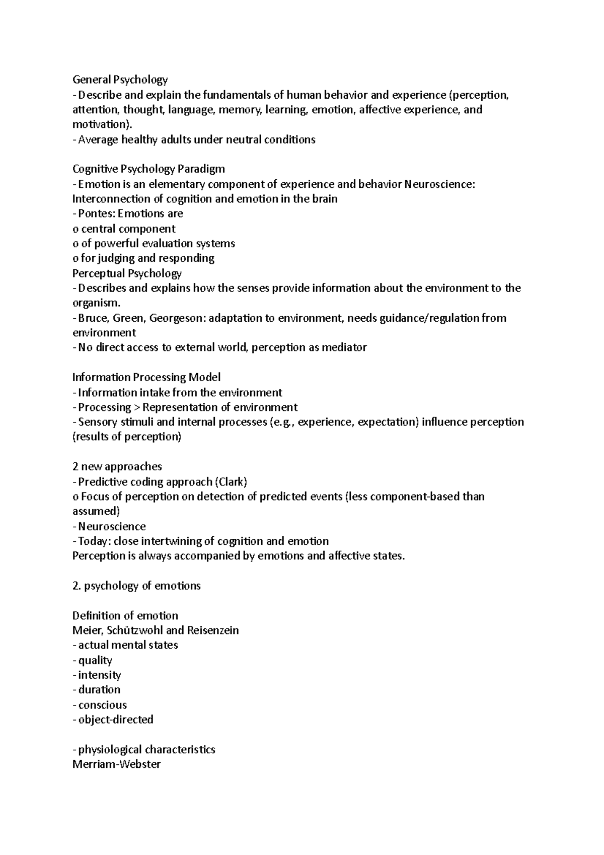 General Psychology 2 - General Psychology Describe and explain the ...