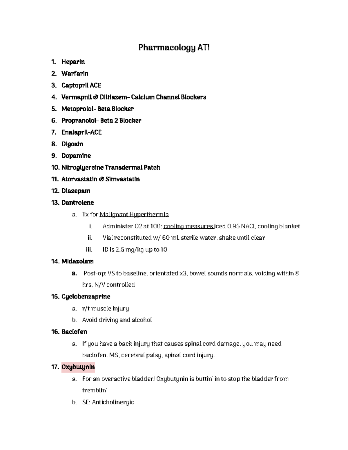 Pharmacology ATI - For ATI - Pharmacology ATI Heparin Warfarin ...