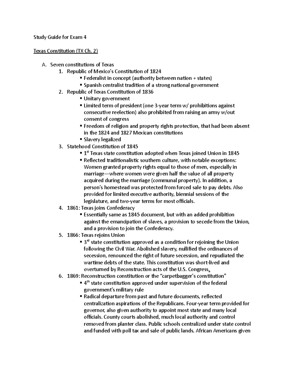 Exam 4 Study Guide - Lecture notes Exam 4 - Study Guide for Exam 4 ...