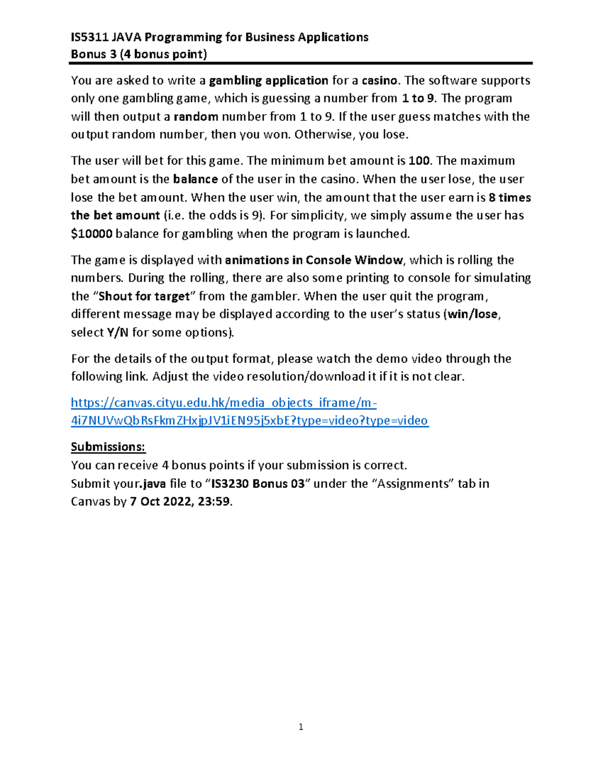 Bonus-03 - notes - IS5311 JAVA Programming for Business Applications ...