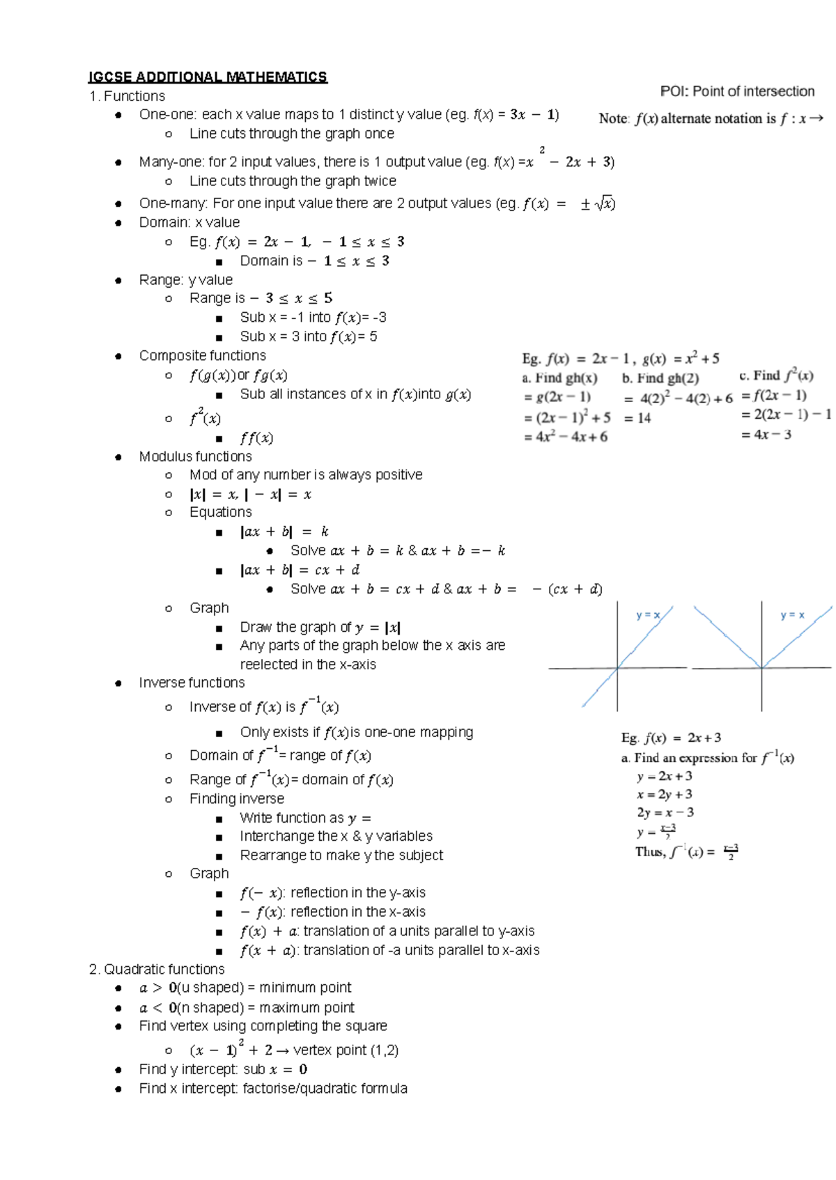 mk rjkneoiqhi 'g kh - IGCSE ADDITIONAL MATHEMATICS Functions One-one ...