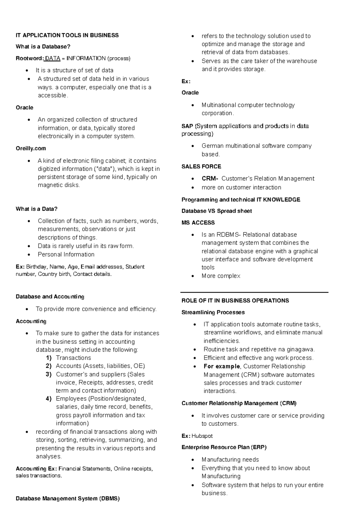 IT Application Tools IN Business - IT APPLICATION TOOLS IN BUSINESS ...