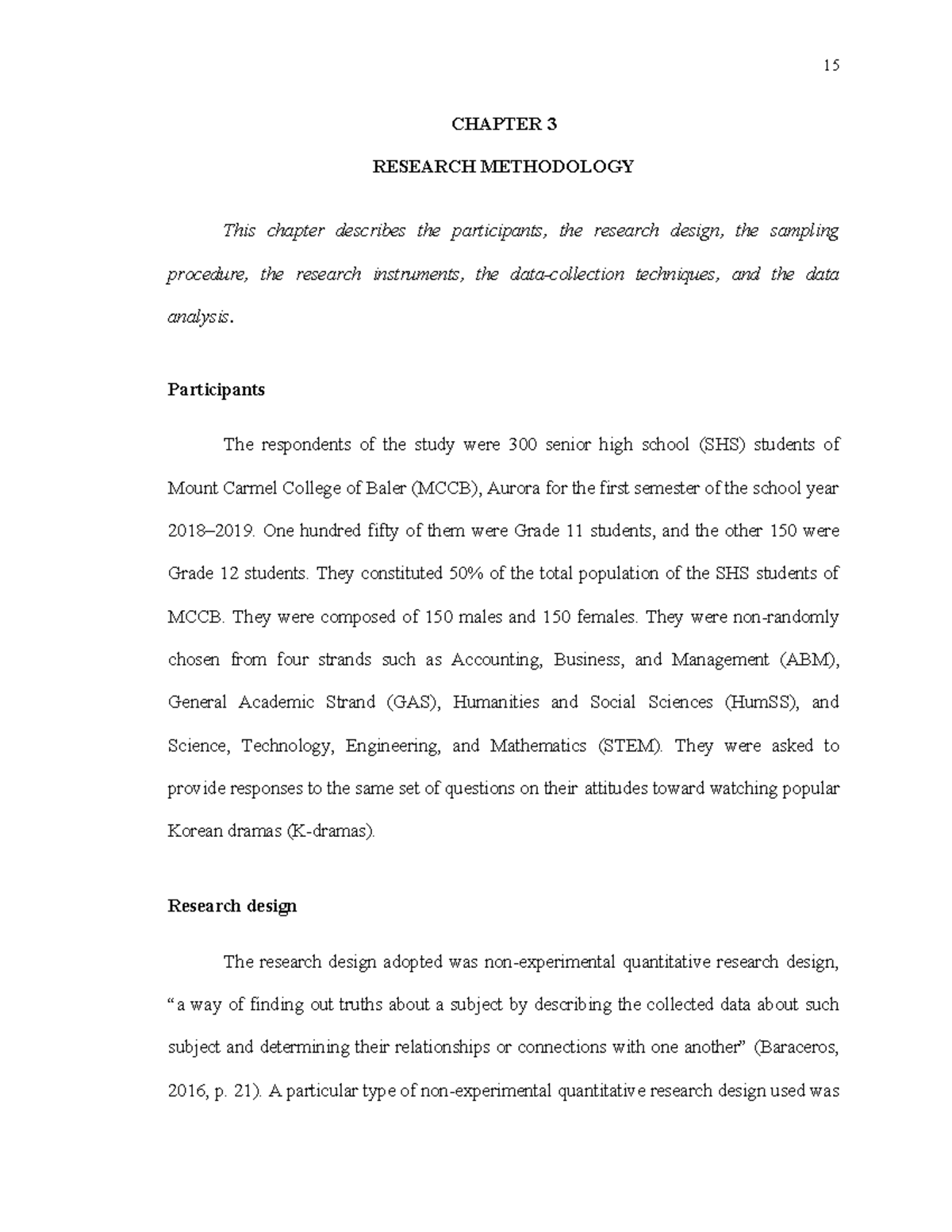 Sample Chapter 3 - part of research paper - CHAPTER 3 RESEARCH ...