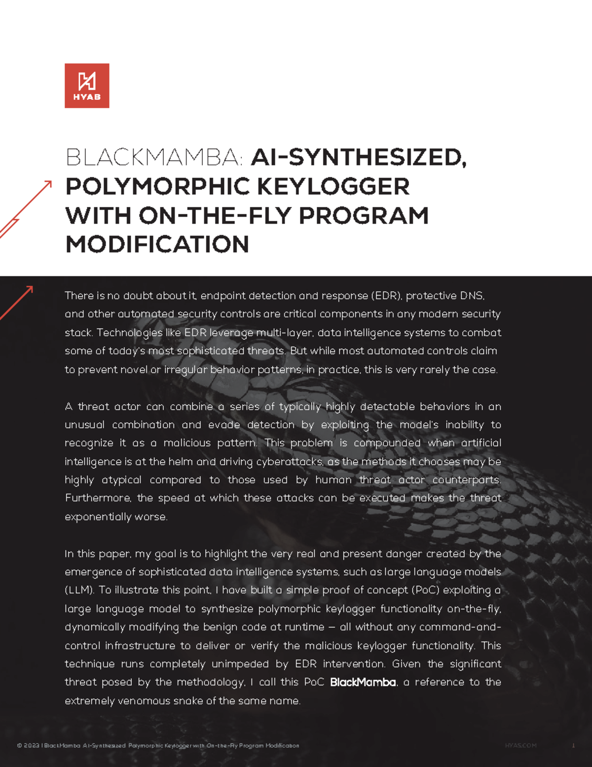 Behaviour of animals - BLACKMAMBA: AI-SYNTHESIZED, POLYMORPHIC KEYLOGGER WITH ON-THE-FLY PROGRAM ...