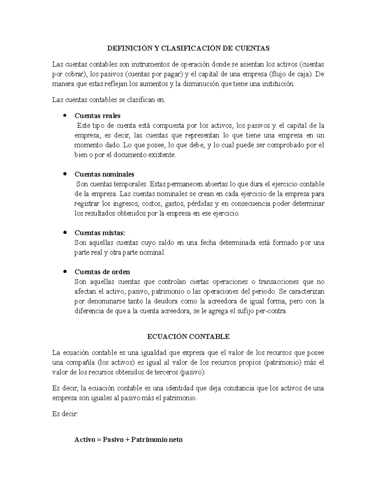 Definición Y Clasificación DE Cuentas - DEFINICIÓN Y CLASIFICACIÓN DE ...