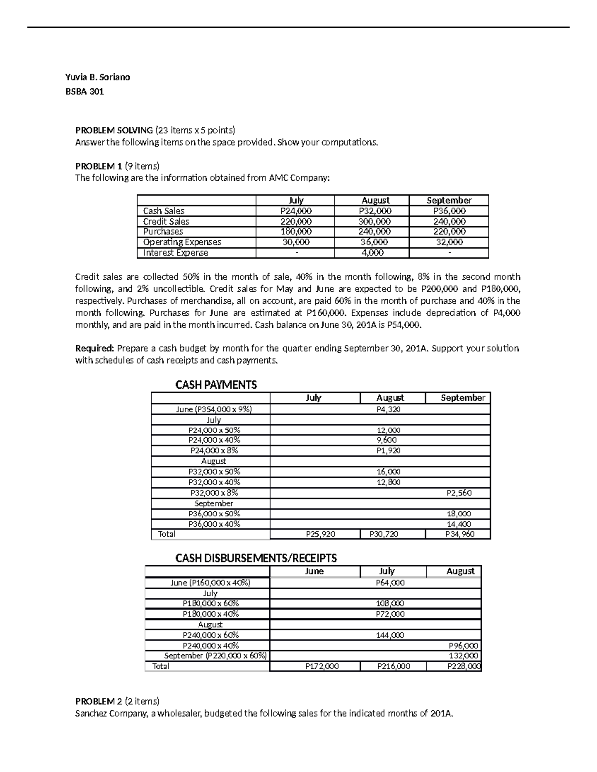 Soriano 08 Task Performance 1 ARG - Yuvia B. Soriano BSBA 301 PROBLEM ...