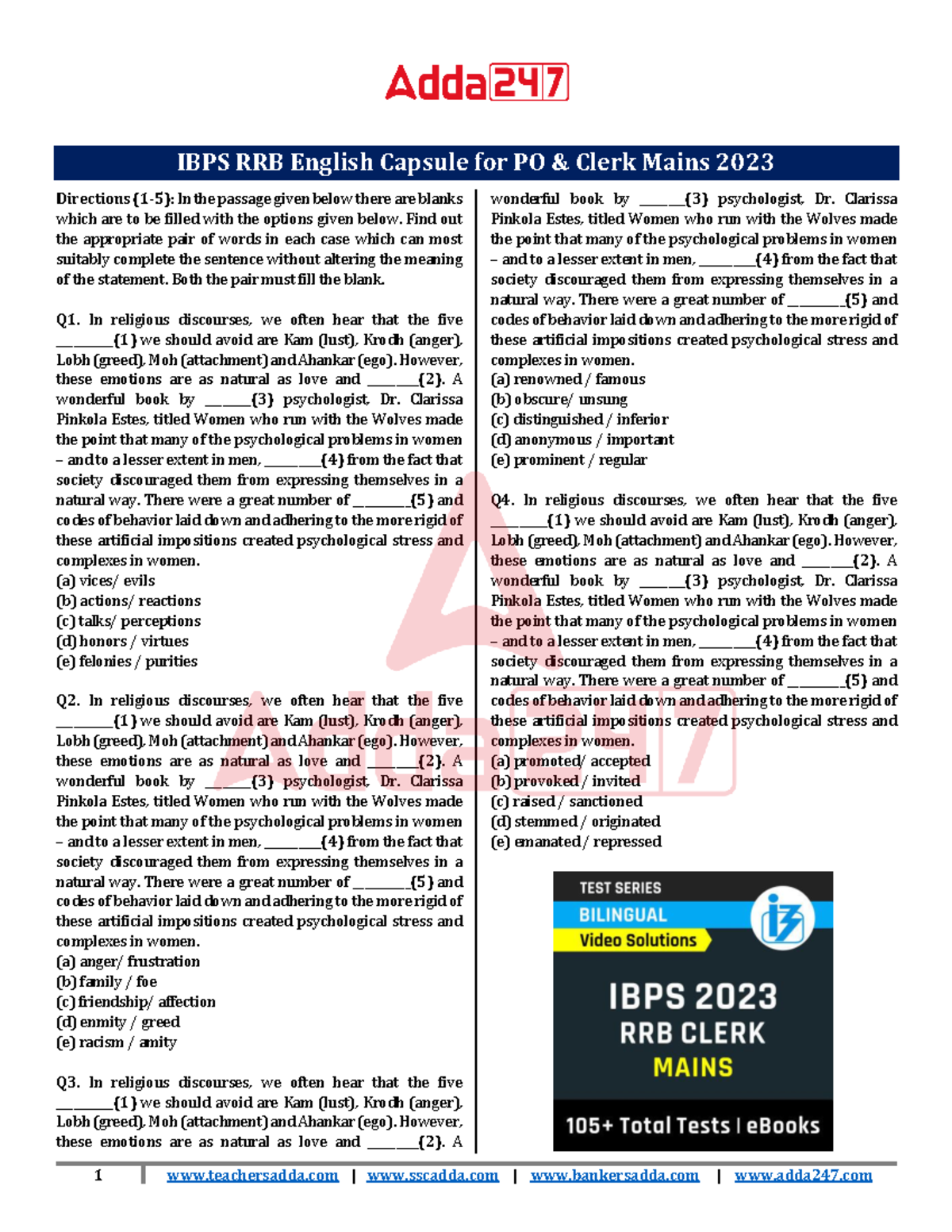 English Capsule for IBPS RRB PO and Clerk Mains 2023 1379 - IBPS RRB English Capsule for PO ...