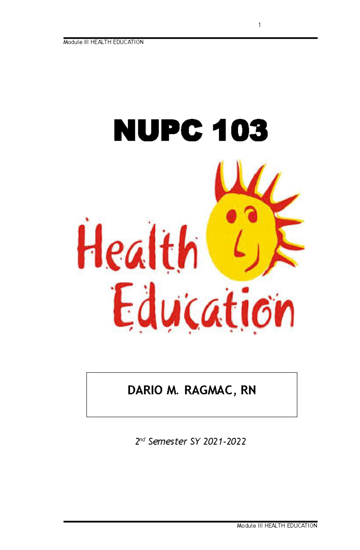 H.E. Module-III - health education module 3 - Module III HEALTH ...