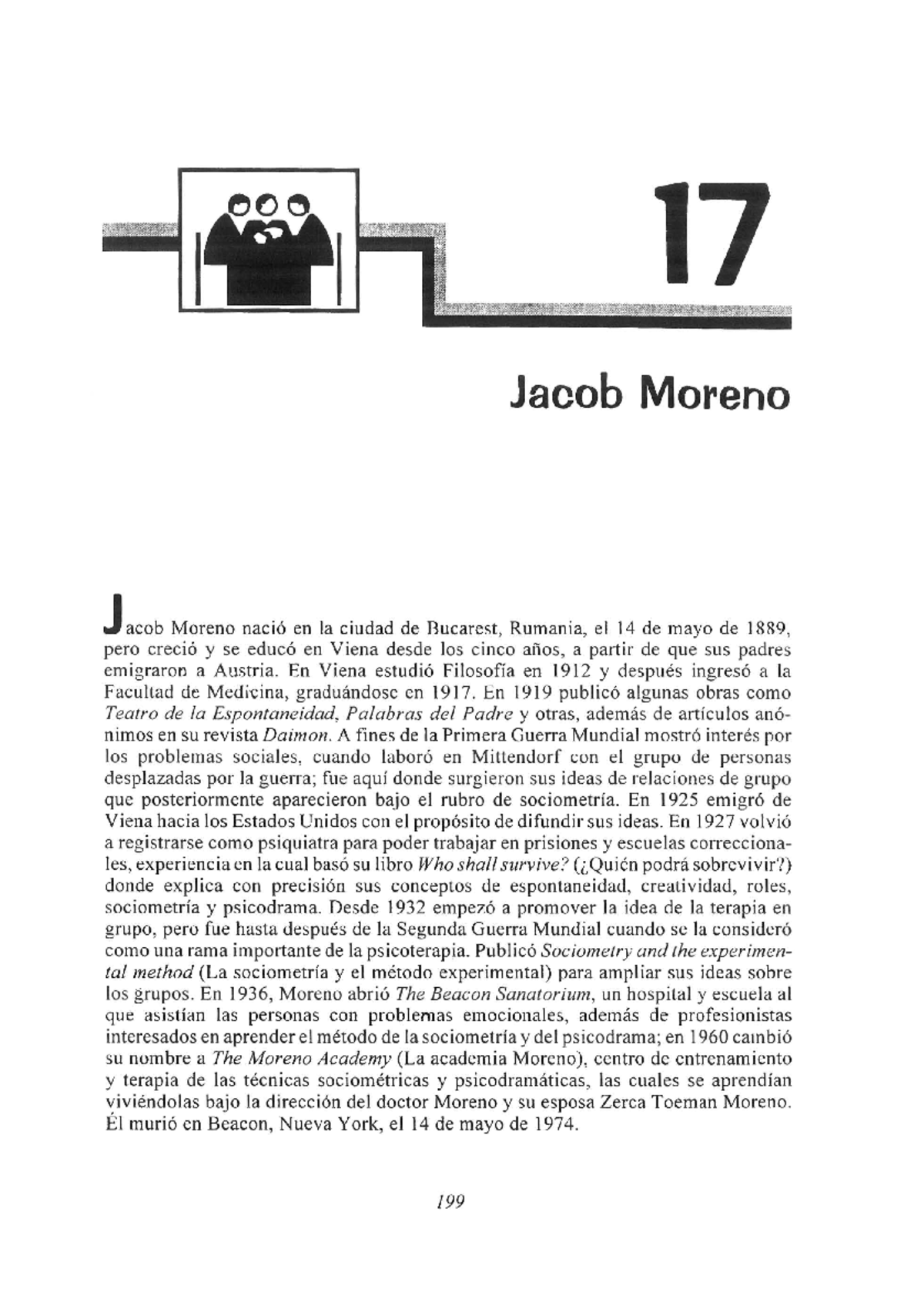 Jacob Moreno psicoterapia de grupo - Jacob Moreno Jacob Moreno nacio en ...