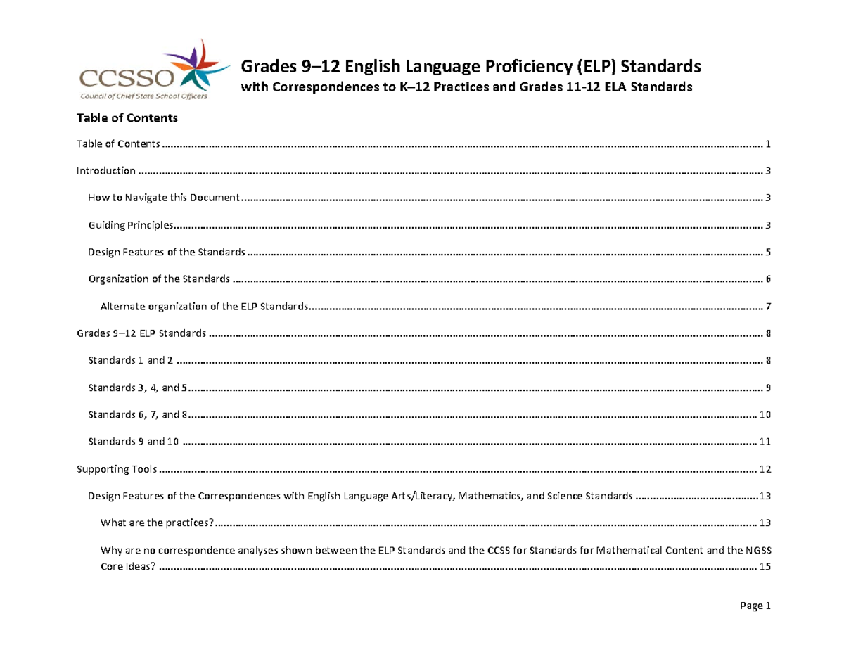ELPStandards Grade 9-12 ELAGrade 11-12Final - Grades 9–12 English ...