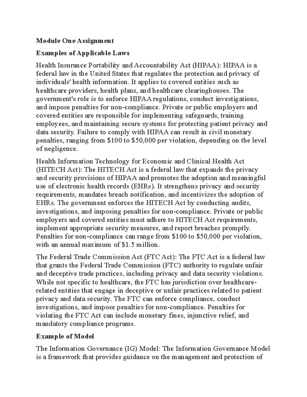 Module One Assignment Notes Module One Assignment Examples Of