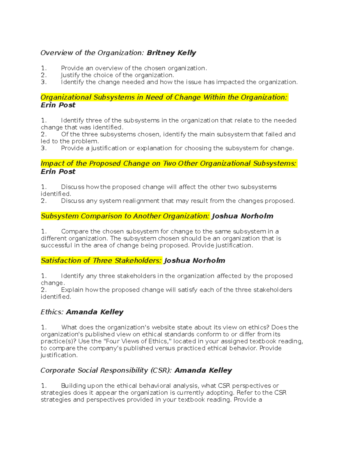 Overview of Organization and Proposed Changes - Studocu