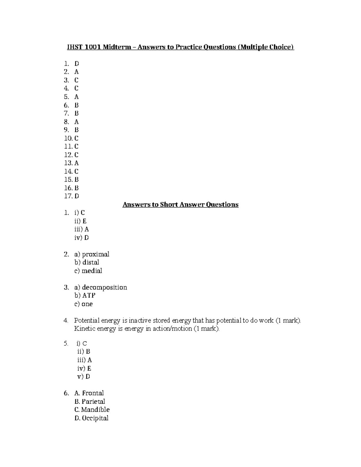 Midterm – Answers to Practice Questions F20 - D 2. A 3. C 4. C 5. A 6 ...