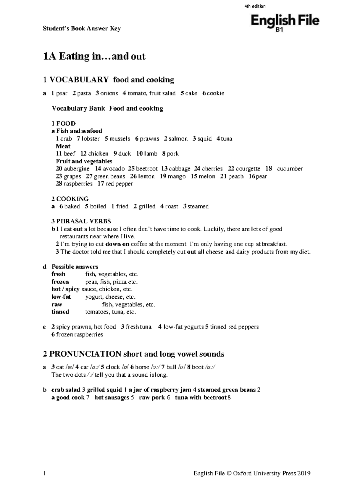 SB Answer Key Jiudyr Student s Book Answer Key 1A Eating In Out 1 sb-answer-key-jiudyr-student-s-book-answer-key-1a-eating-in-out-1