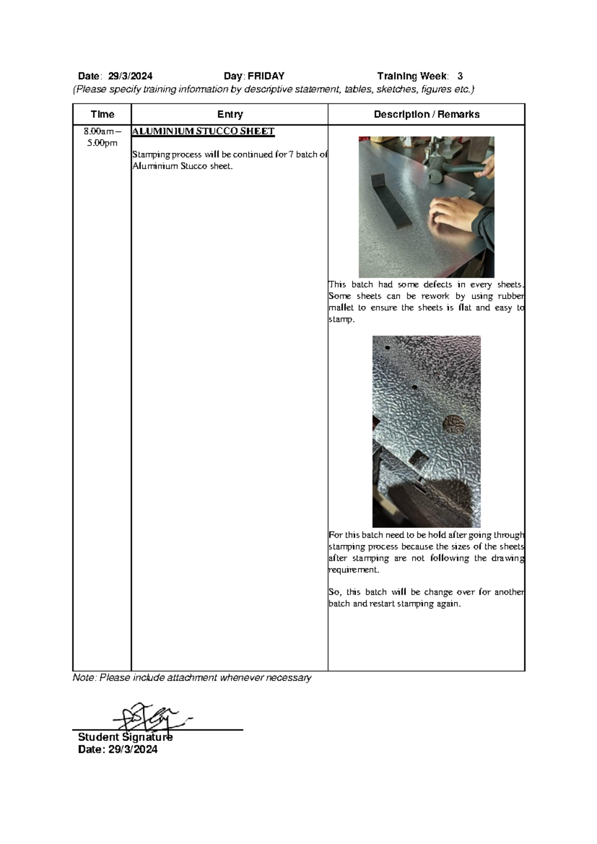 29Mac2024 - Date: 29 /3/2024 Day: FRIDAY Training Week: 3 (Please ...