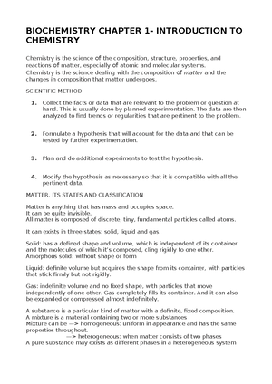 Biochemistry - Tavazzi - BIOCHEMISTRY CHAPTER 1- INTRODUCTION TO ...