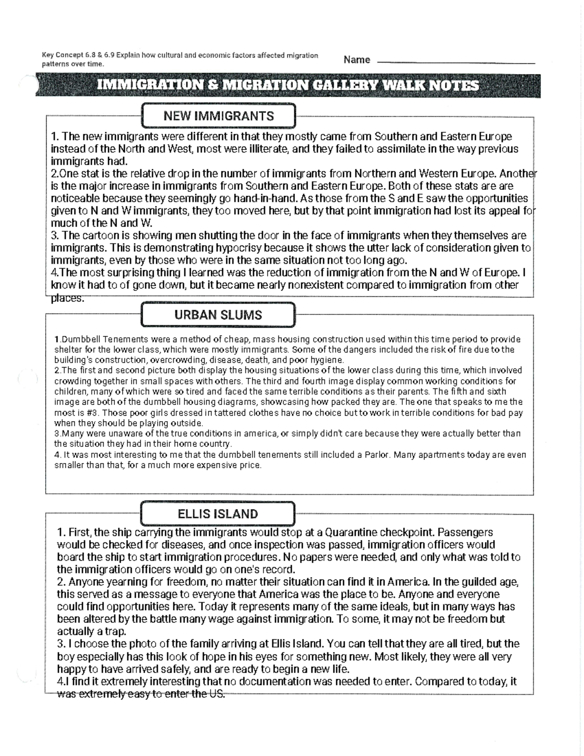 Immigration and Migration Gallery Walk - 1. The new immigrants were ...