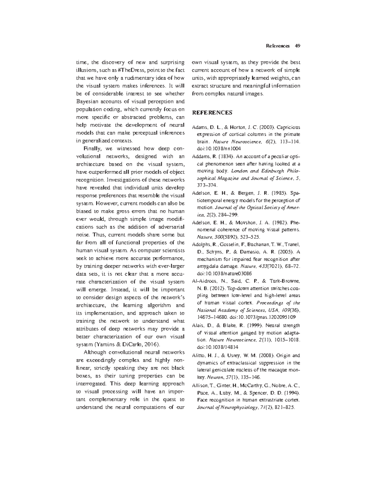 Handbook of experimental psychology and cognitive neuroscience 17 - References 49 time, the ...