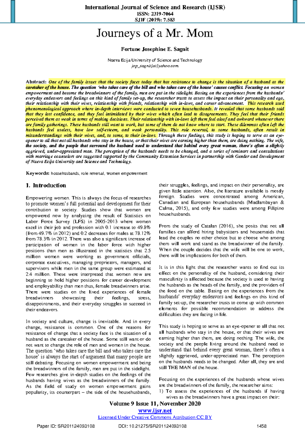 Journeys of a Mr Mom - RRL - International Journal of Science and ...