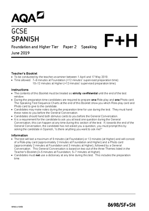 Spanish - A2 - A Level - Sixth Form (A Levels) - Studocu