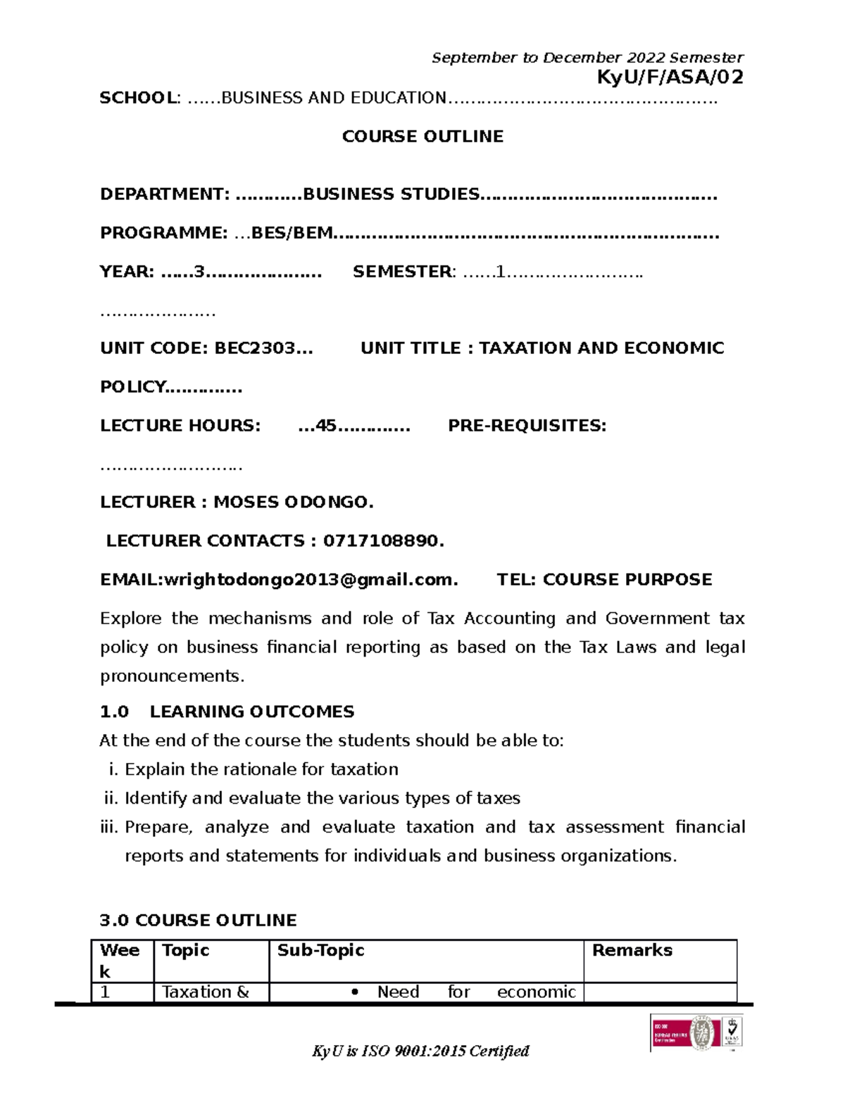 CO - detailed notes and relevant examples - KyU/F/ASA/ SCHOOL ...