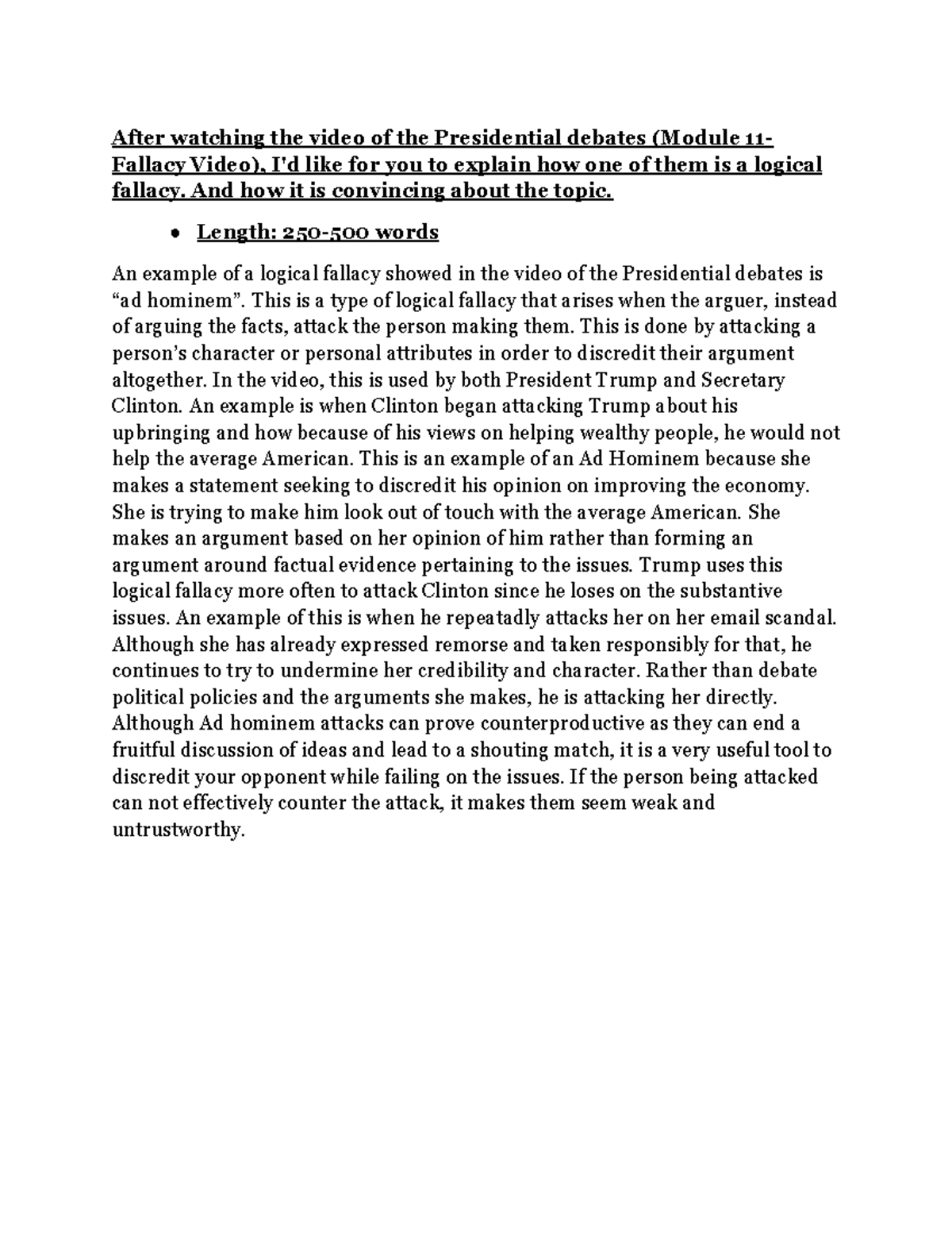 Fallacies in debates - After watching the video of the Presidential ...