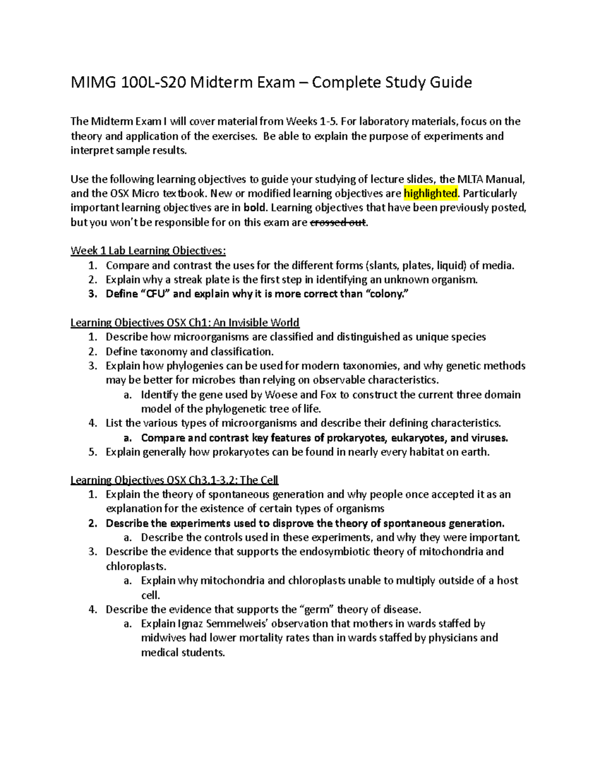 MIMG 100L-S20 Midterm Exam Study Guide - MIMG 100L-S20 Midterm Exam ...