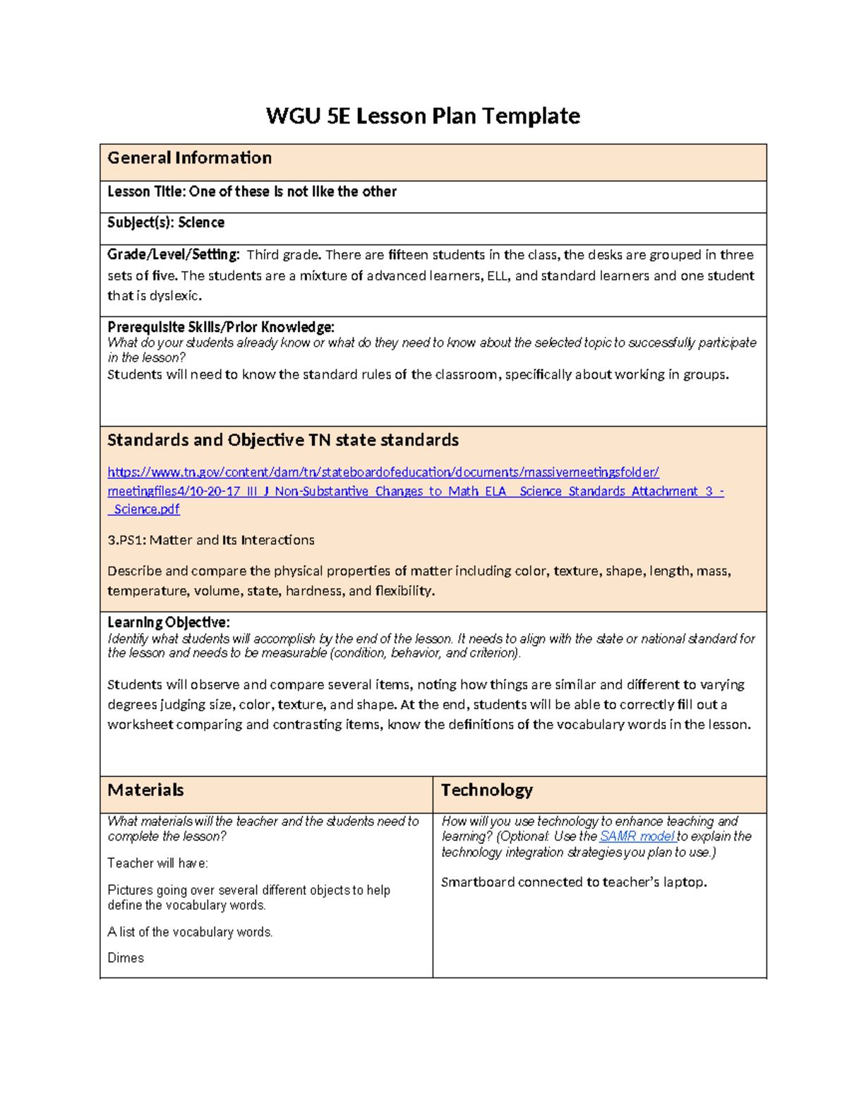 Lesson plan LBM3 - WGU 5E Lesson Plan Template General Information ...