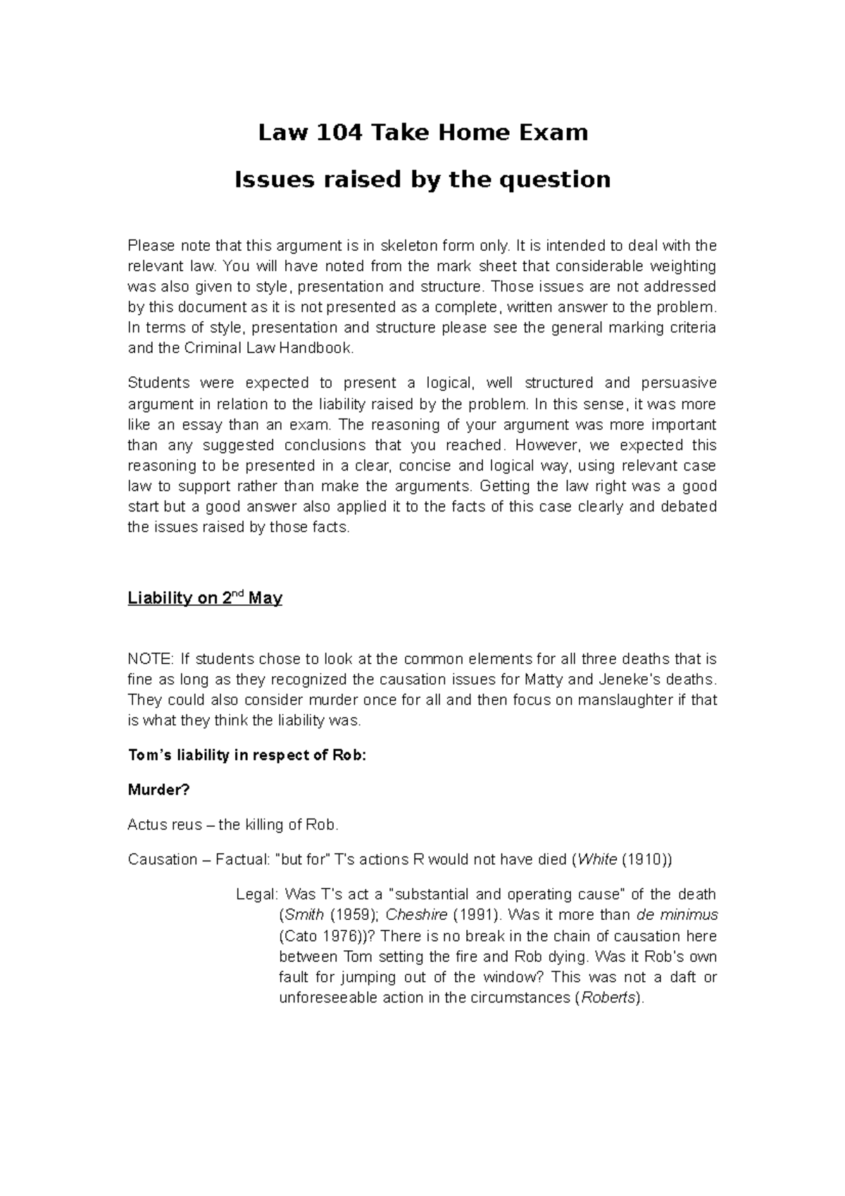 Law 104 THE issues 2022 - very good lecture notes - Law 104 Take Home ...