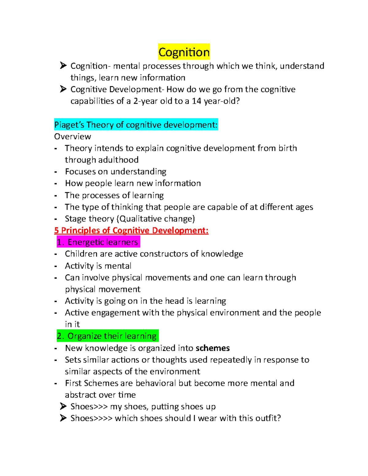 Education Implications Unit 2 - Cognition Cognition- mental processes ...