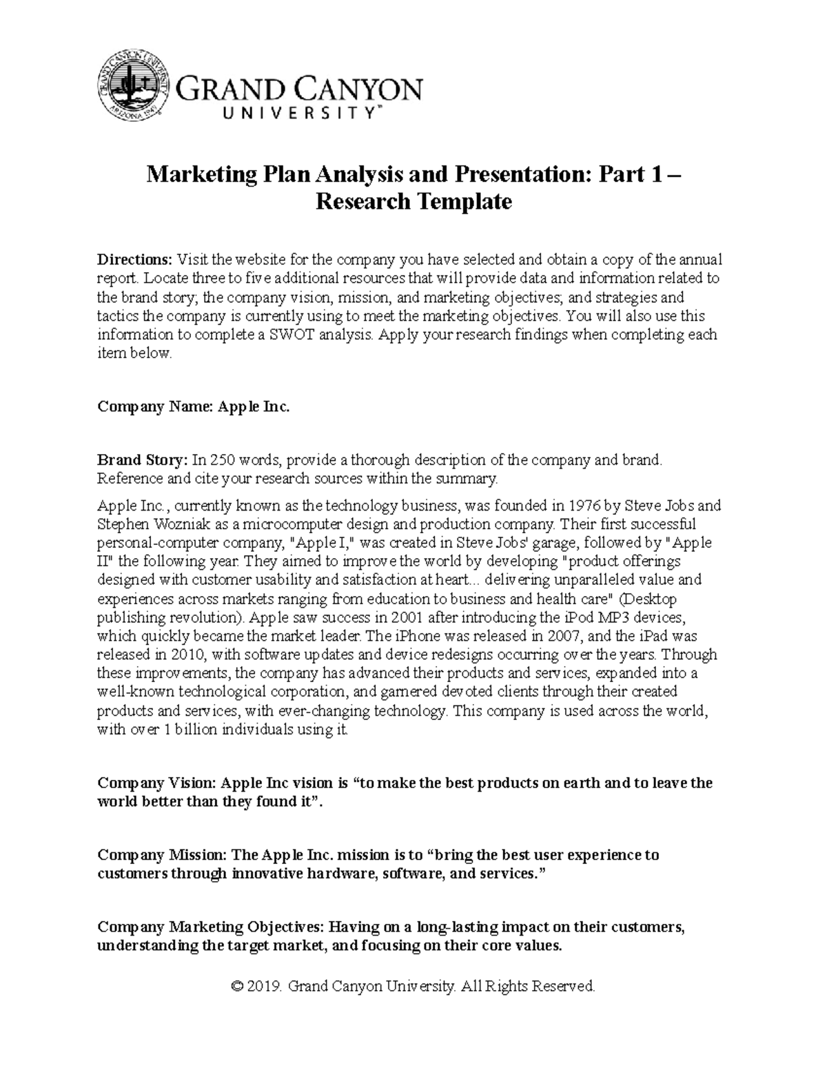 MKT 315 RS Marketing Plan Analysis and Presentation Part 1 Research ...