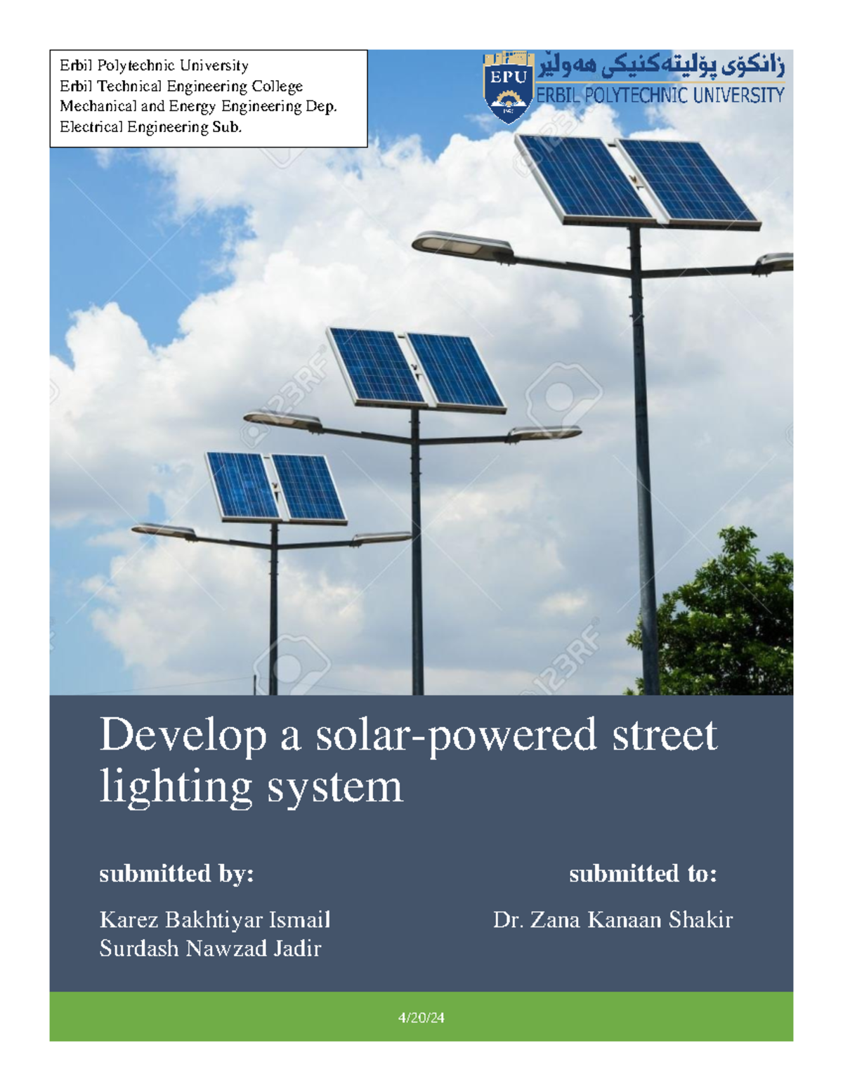 Develop a solar-powered street lighting system - Develop a solar ...