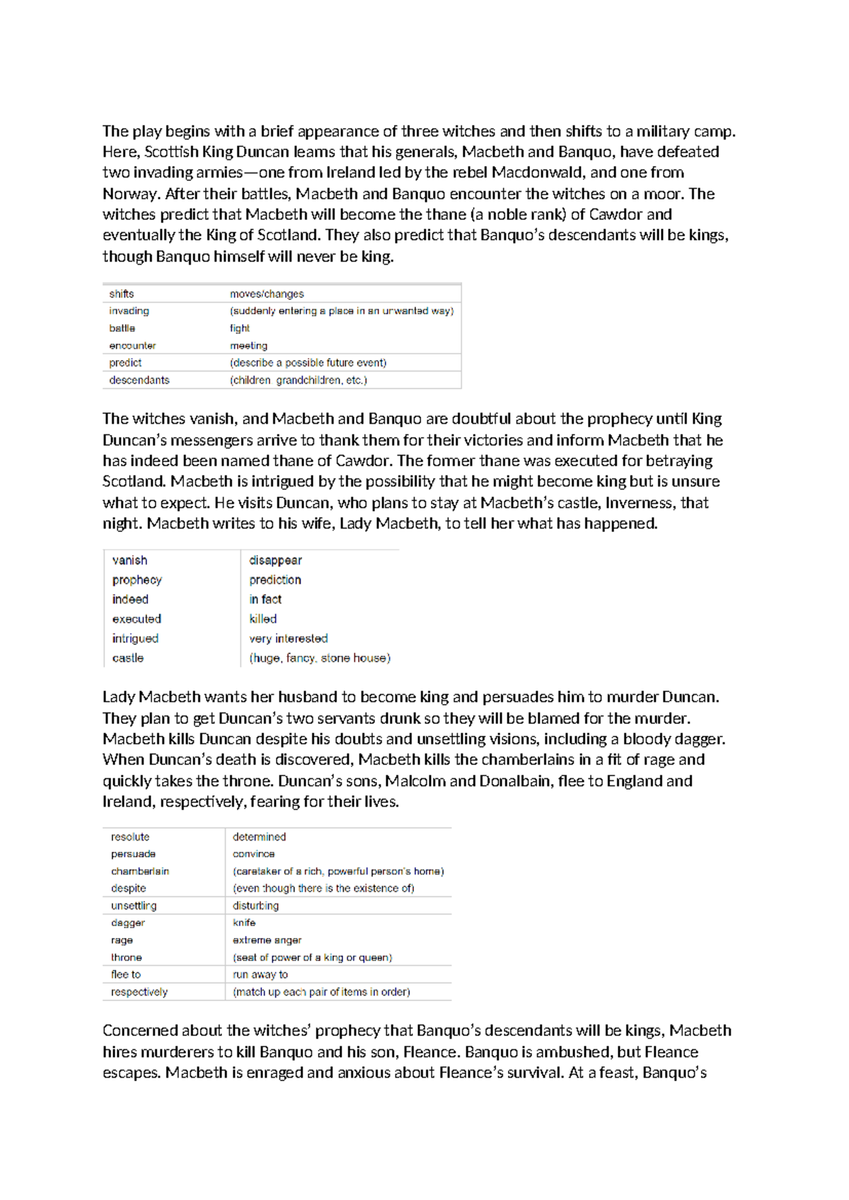 Macbeth woosh - The play begins with a brief appearance of three ...