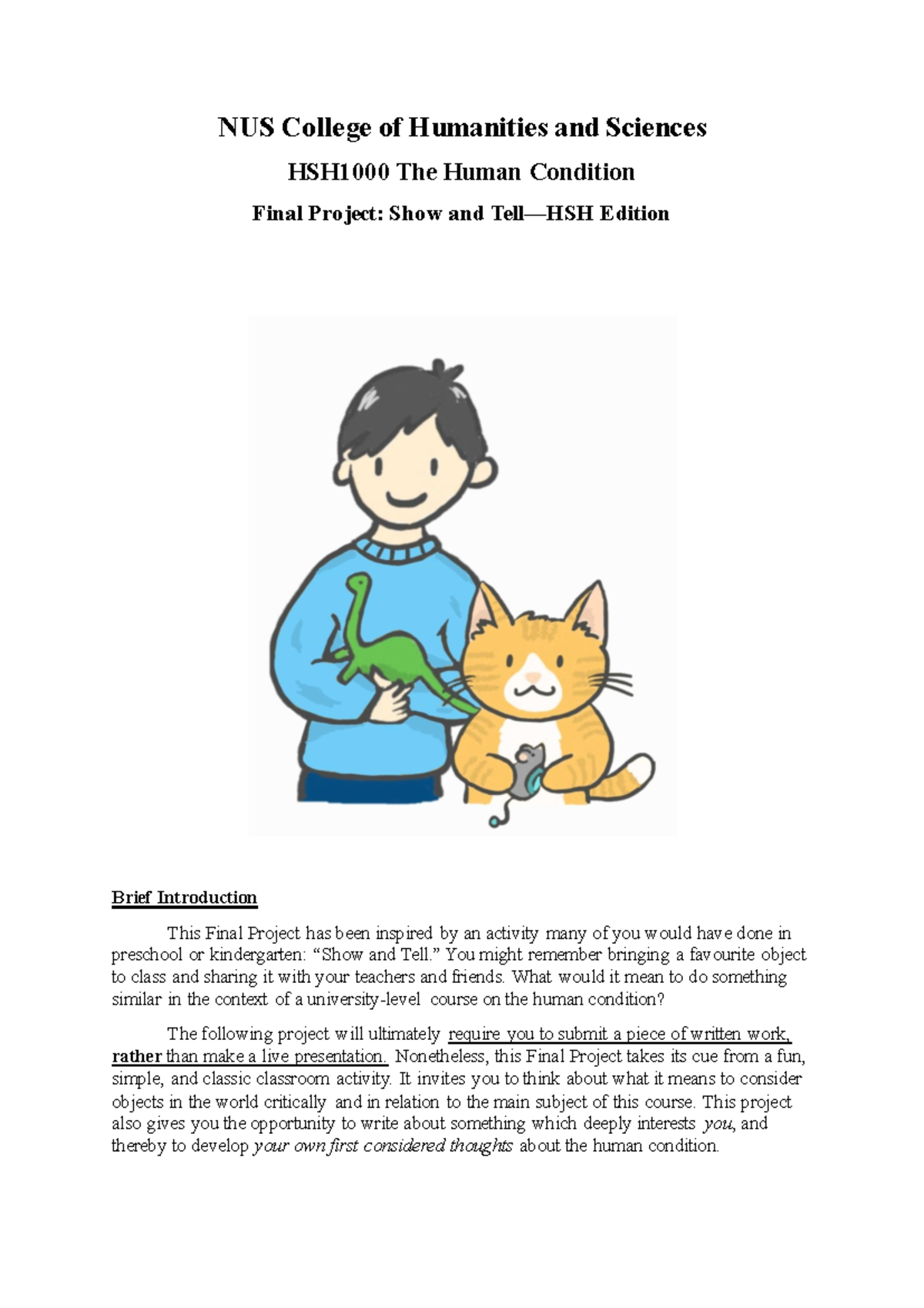 Hsh final project - NUS College of Humanities and Sciences HSH1000 The ...