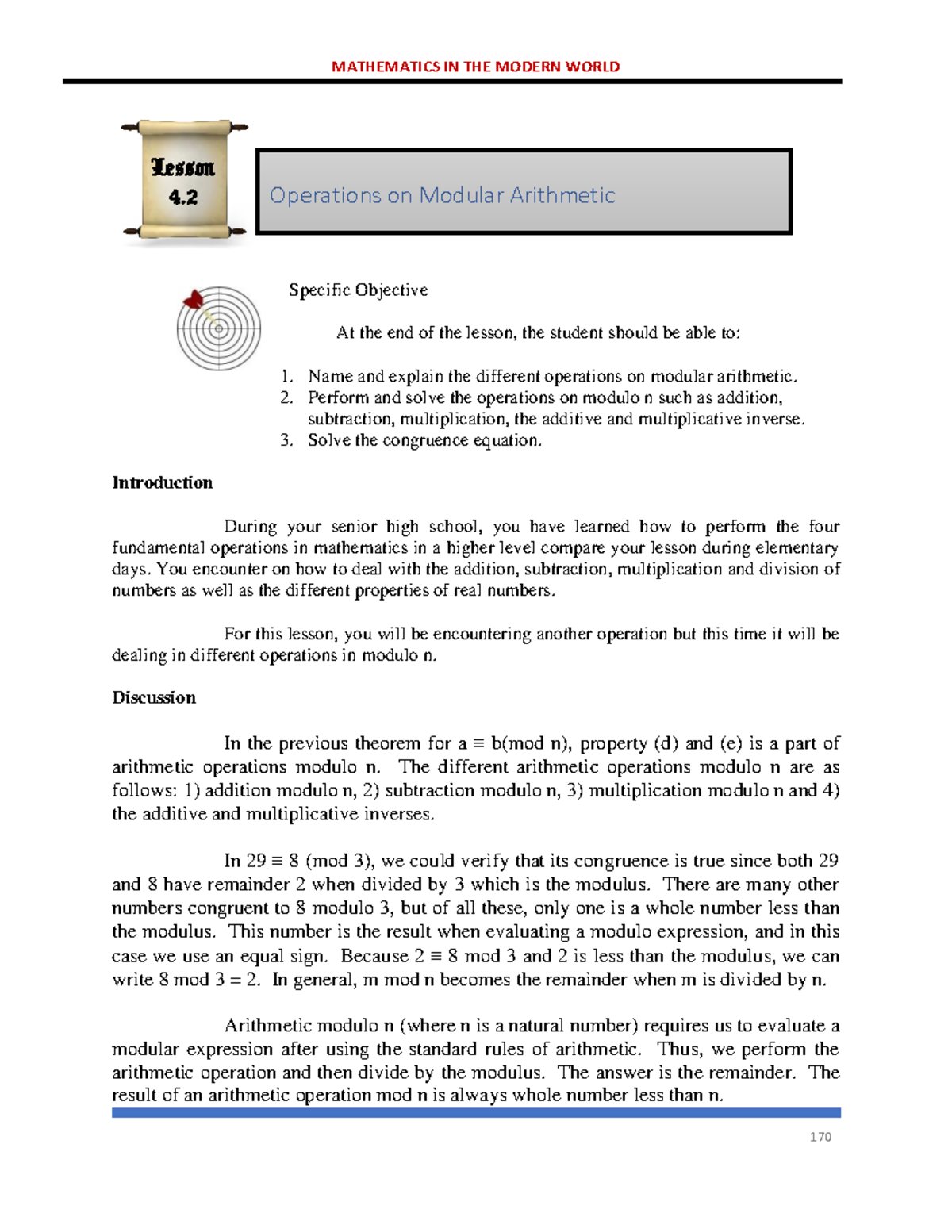 MMW 27 - MMW 27 notes - Specific Objective At the end of the lesson ...